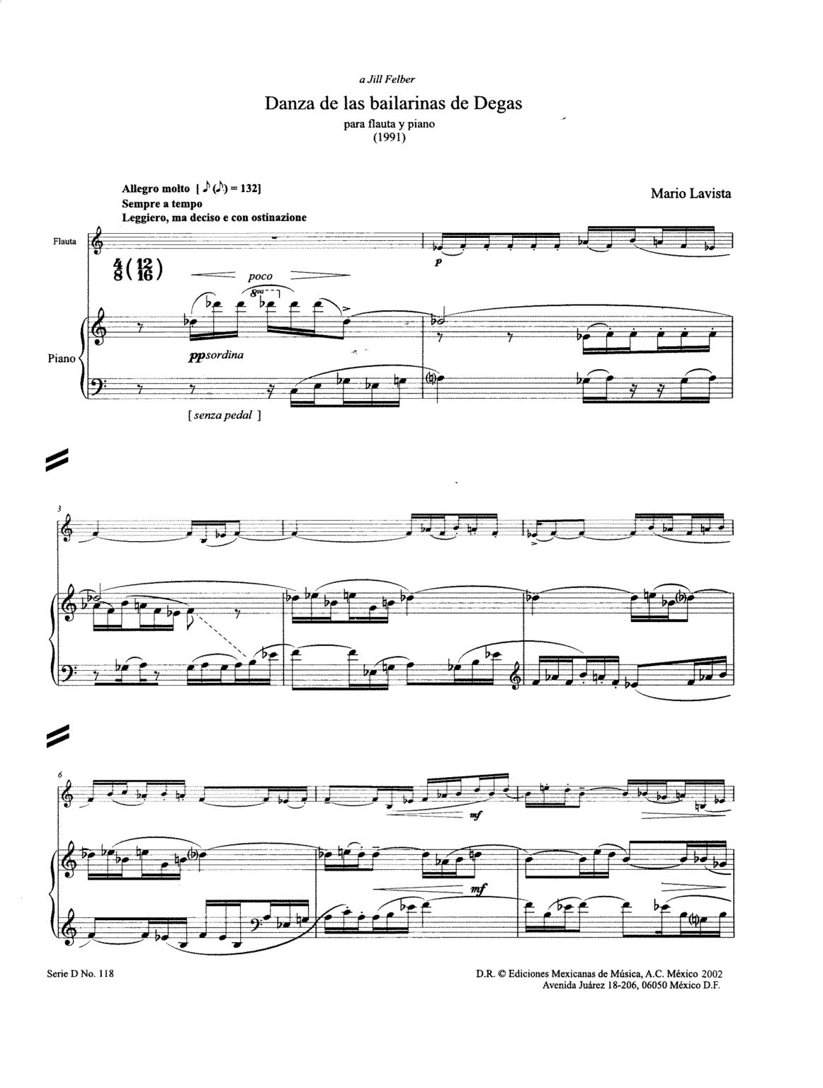 Danza de las bailarinas de Degas [Flauta y Piano] | Mario Lavista ...