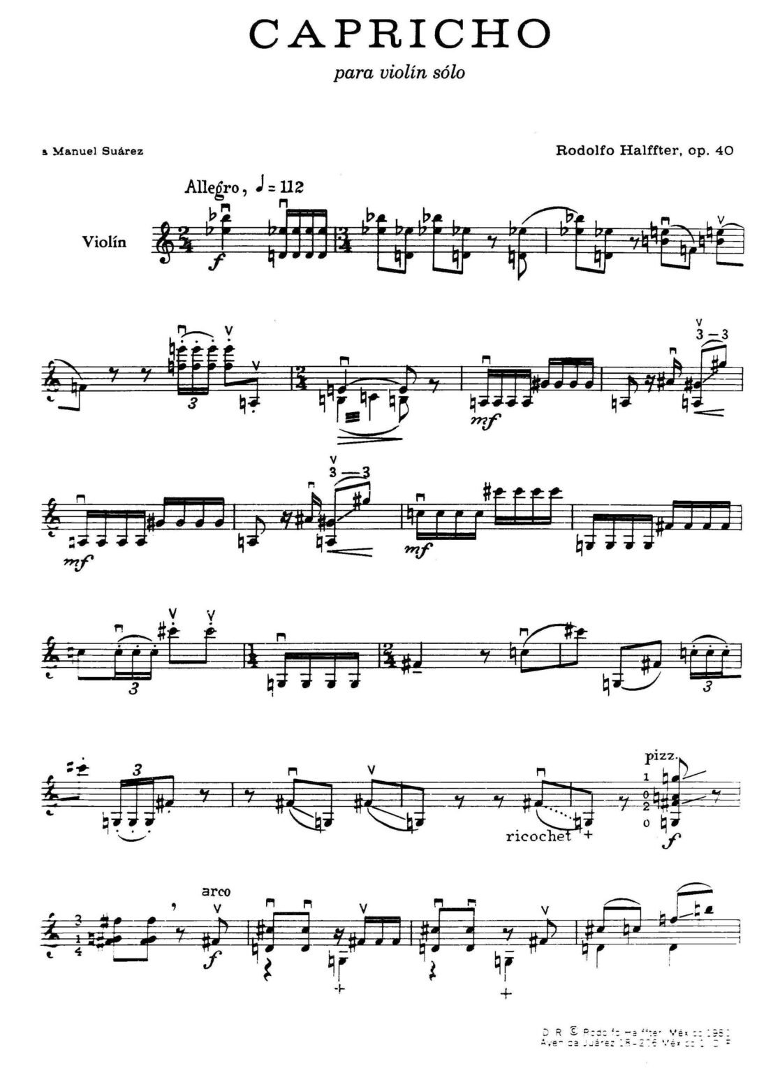 Capricho (violín) | Rodolfo Halffter – Sonus Litterarum