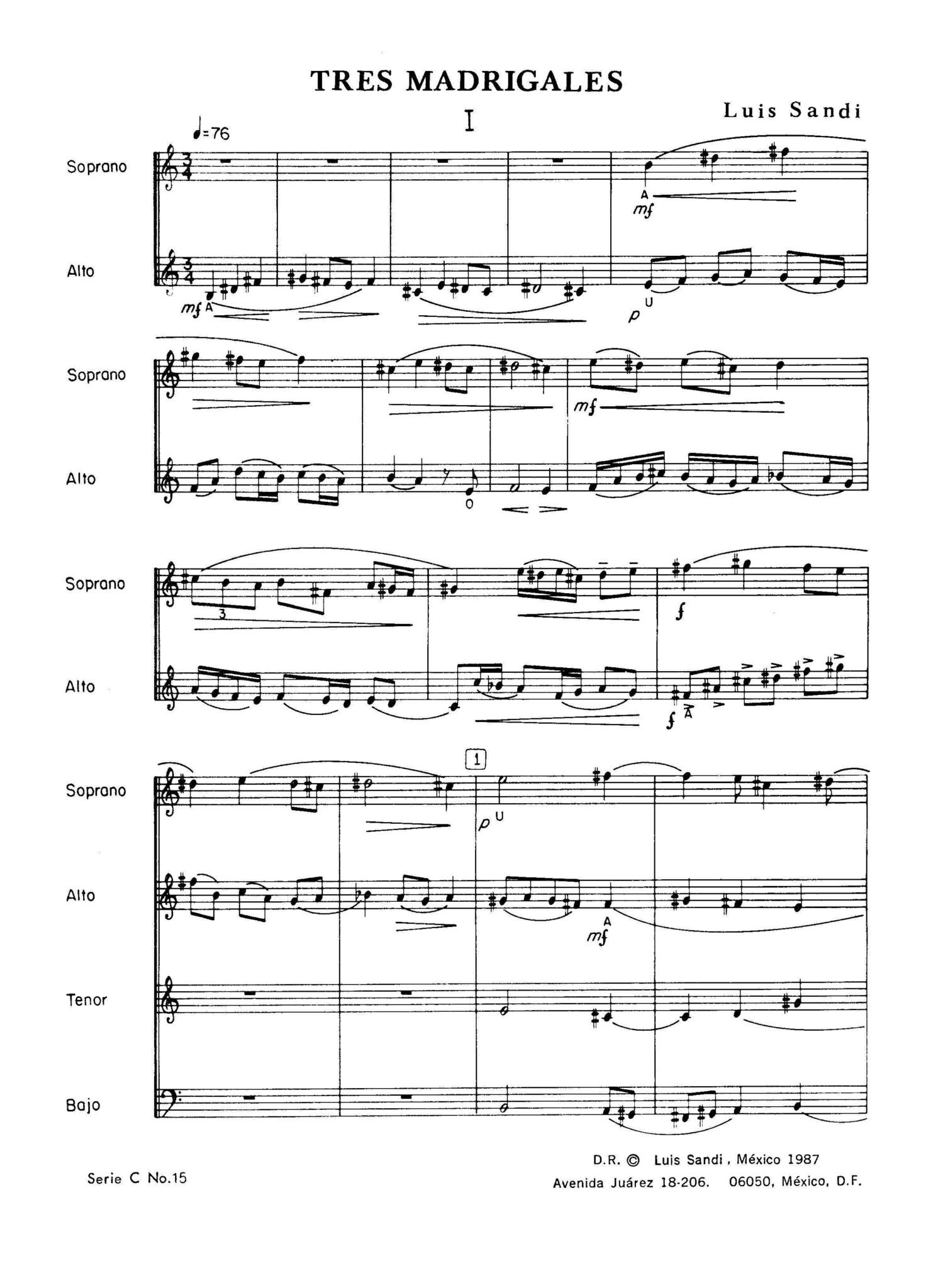Tres Madrigales [coro a capella] | Luis Sandi – Sonus Litterarum